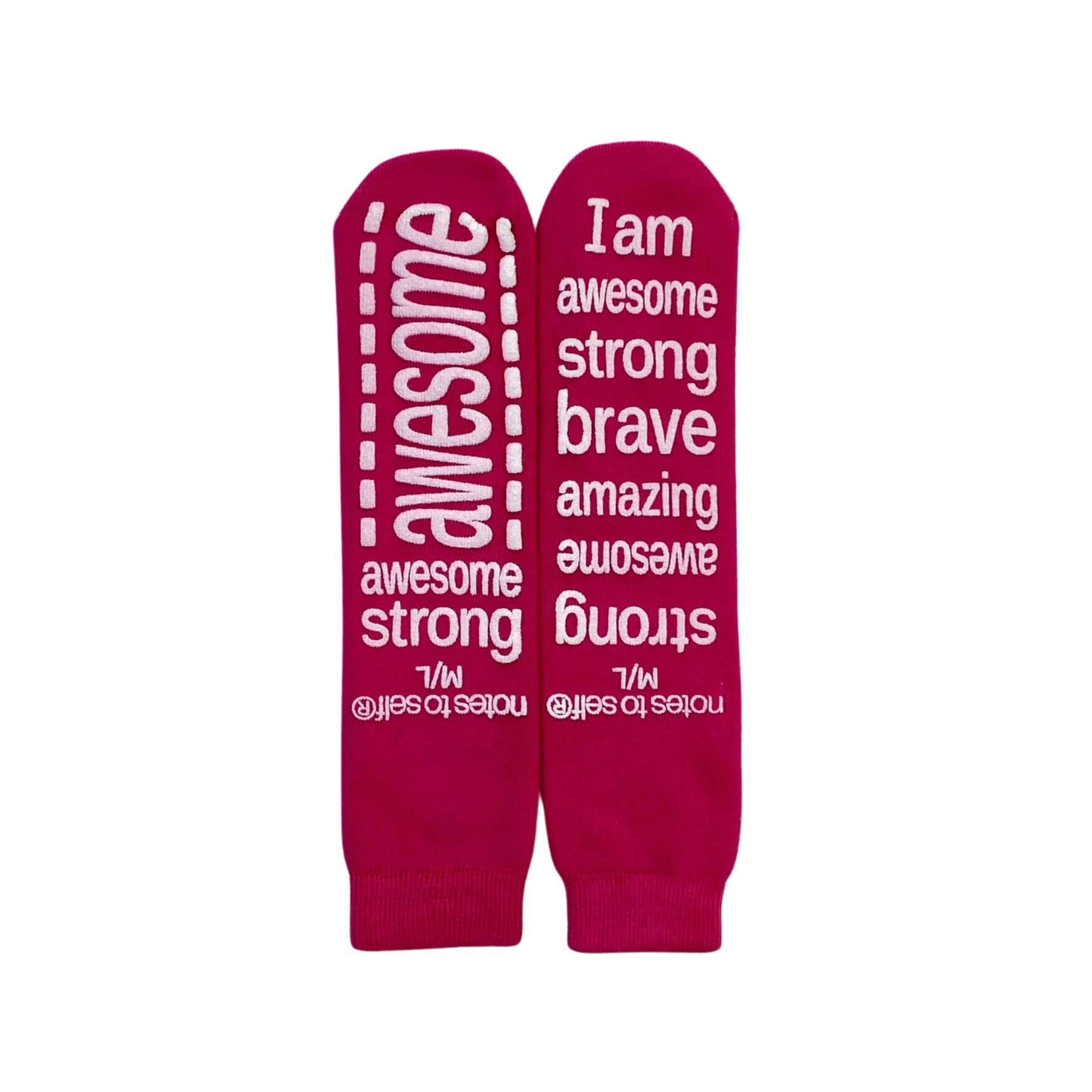 Bright pink hospital-type grip socks | S & M/L | notes to self® – notes ...