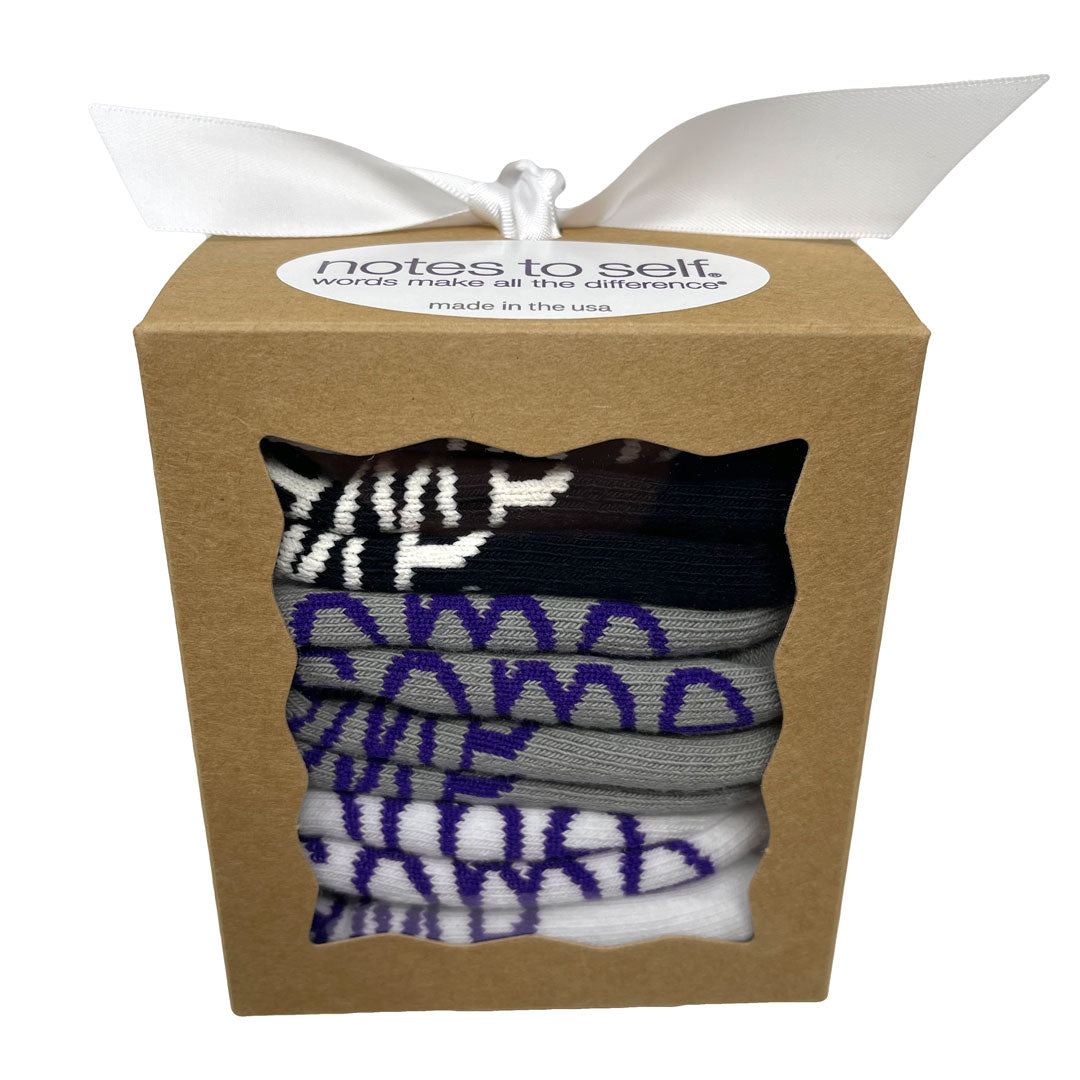 Awesome Socks in a Box, 3-pair sock gift set – notes to self® socks