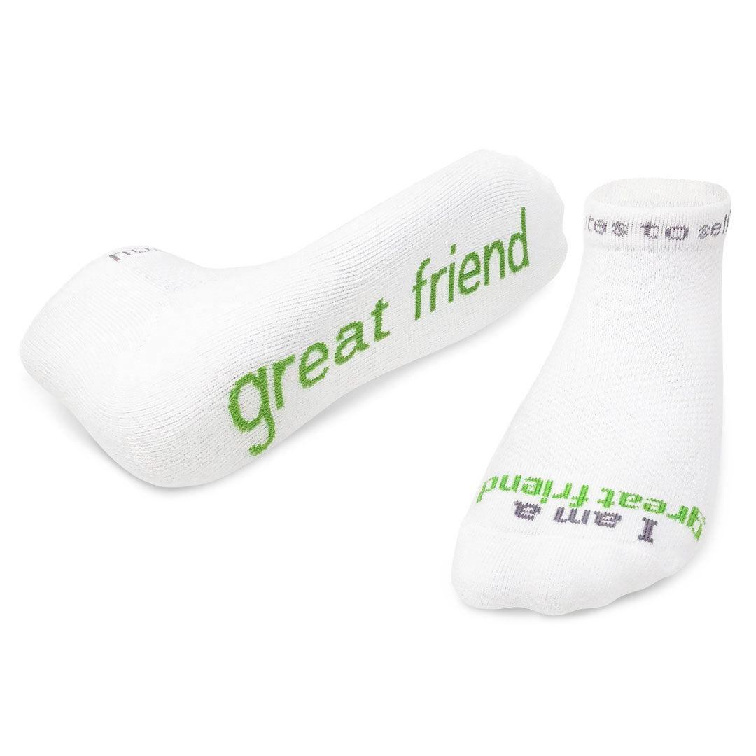 I am a great friend socks | white low cut socks | notes to self ...