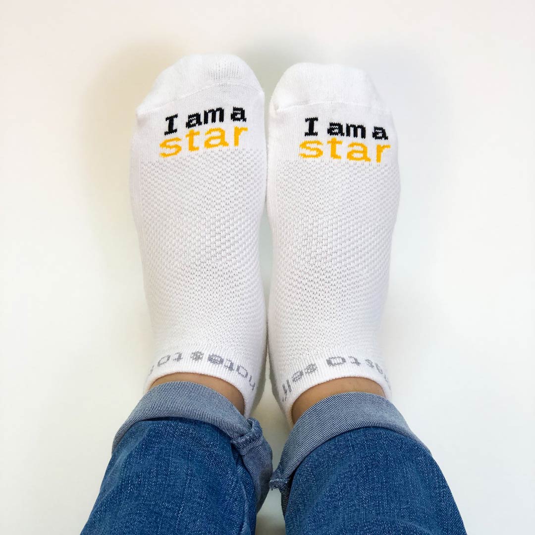 'I am a star' socks | white low-cut socks | notes to self® – notes to ...