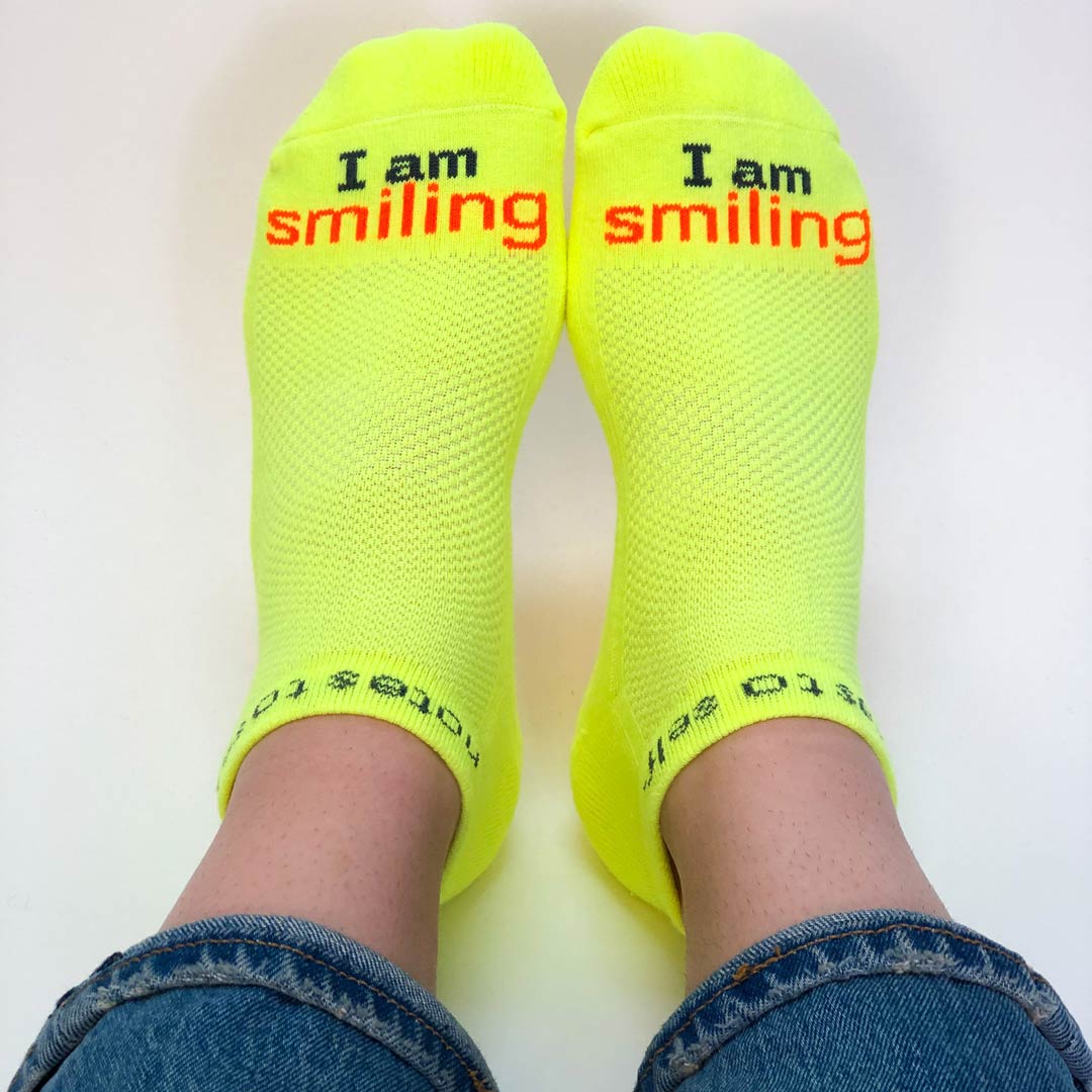 'I am smiling' socks | neon yellow low-cut | notes to self® – notes to ...