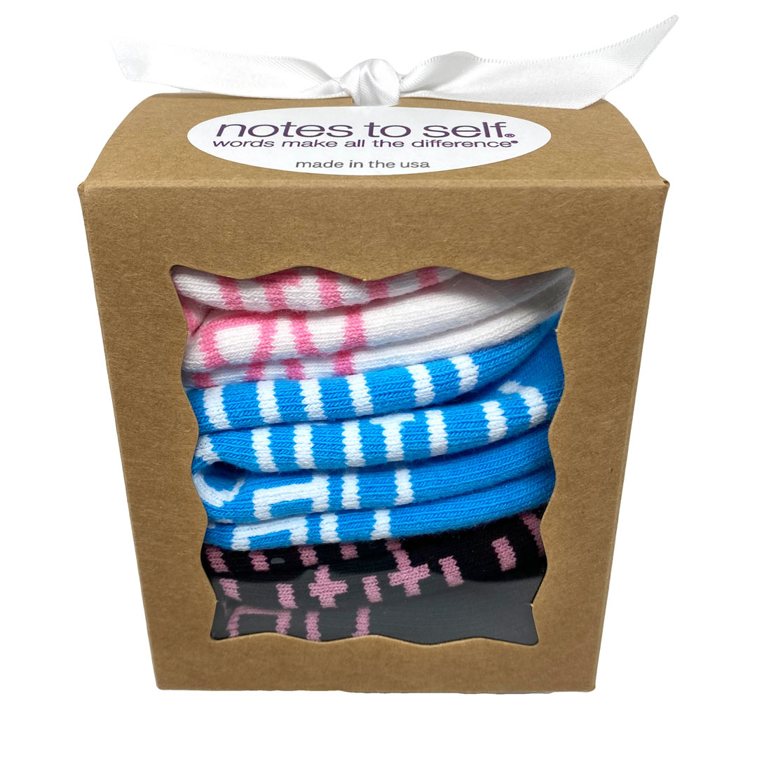 Beautiful Socks in a Box, 3-pair sock gift set – notes to self® socks